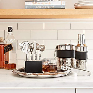 Godinger 9 Piece Leather Barware Set, Black