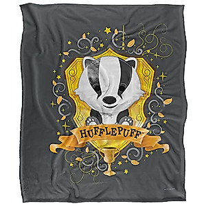 Harry Potter Watercolor Hufflepuff Crest Officially Licensed Silky Touch Super Soft Throw Blanket 50" x 60"