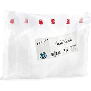 Cornucopia 2oz HDPE Plastic Squeeze Bottles w/Yorker Tips (6-Pack), Empty Refillable Bottles for Arts, Crafts & Kitchen