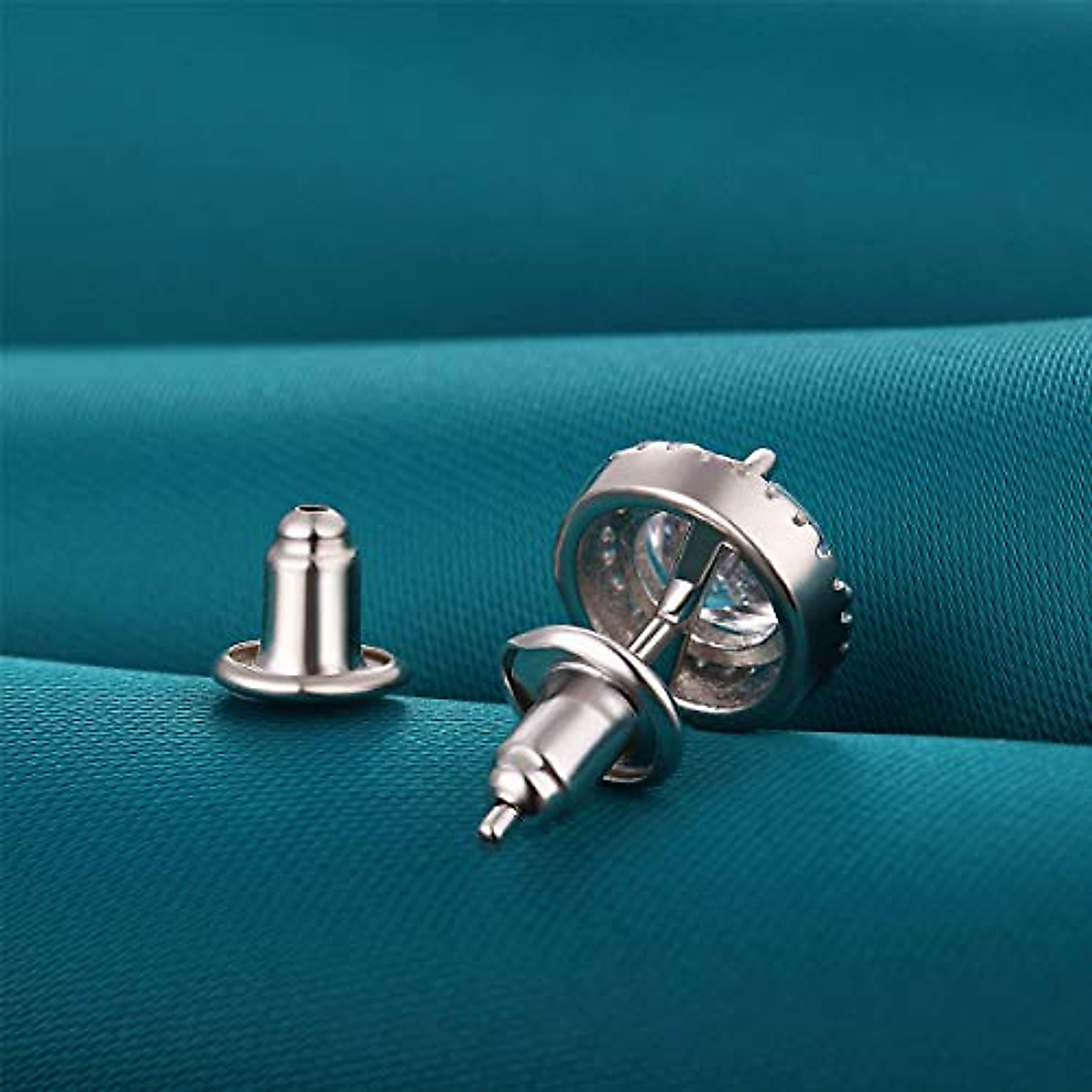 Catinee Locking Earring Backs For Studs,14k Plated White Gold Earrings Back For Studs Secure,Hypoallergenic Earring Backs Apply To Earring Backs For Droopy Ears(6pcs/3pair)