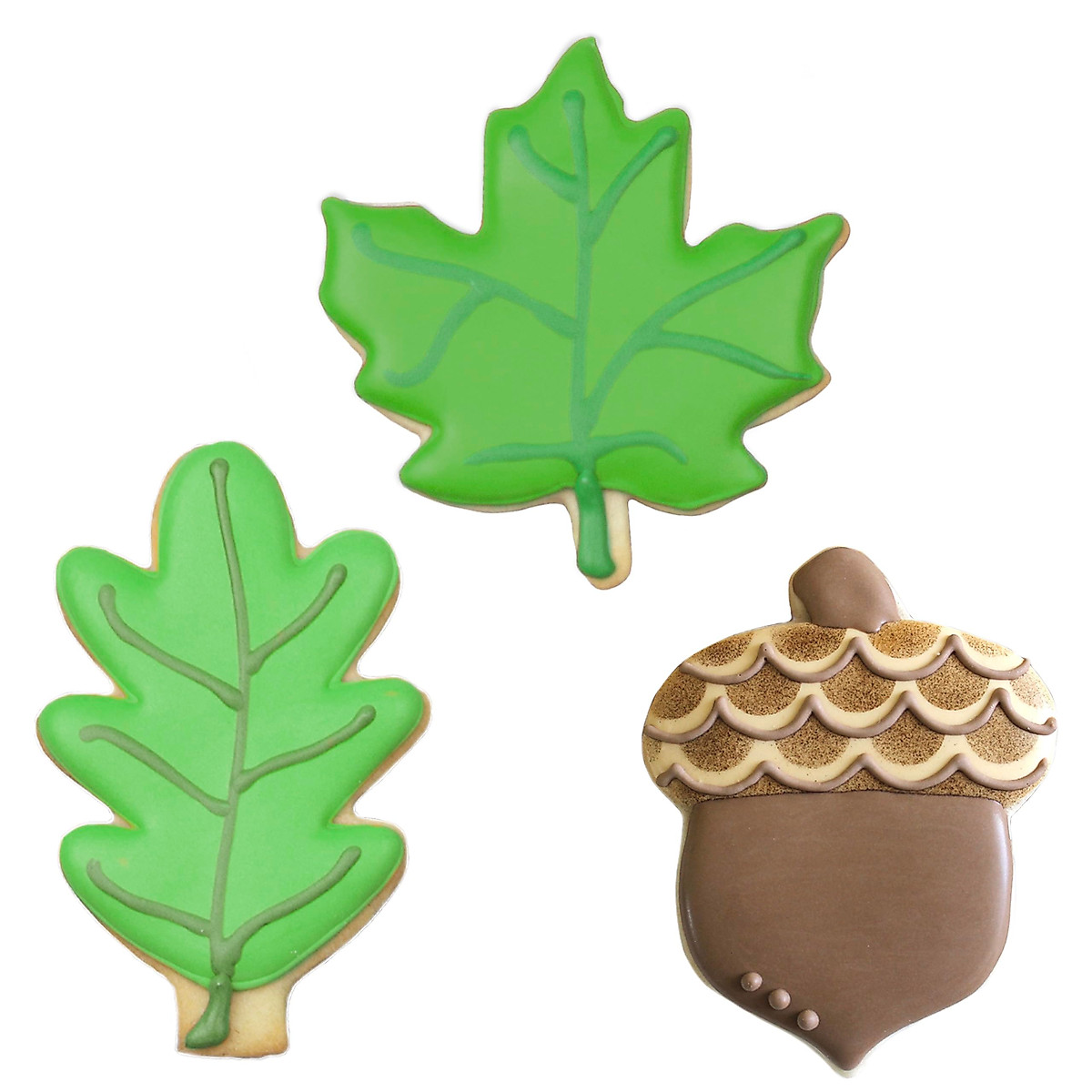 Fall Leaves Cookie Cutters 3-Pc. Set Made in USA by Ann Clark, Acorn, Maple Leaf, Oak Leaf