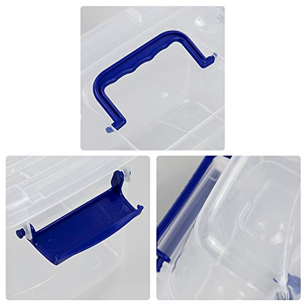 Ponpong 5.5 Quart Plastic Storage Boxes Bins Containers with Lids and Handles, 6 Packs