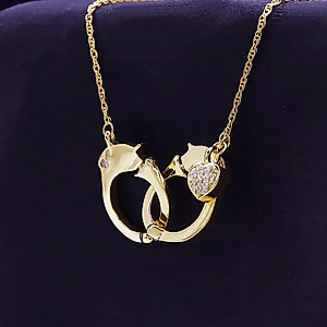 AFFY White Natural Diamond Accents Hand Cuff Pendant Necklace in 14k Yellow Gold Over Sterling Silver