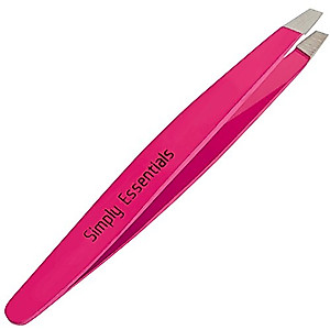 BEST SLANT TWEEZERS PINK Set Includes CASE and Ebook - Precision Eyebrows Tweezer - Stainless Steel - For Beautiful Eyebrows!