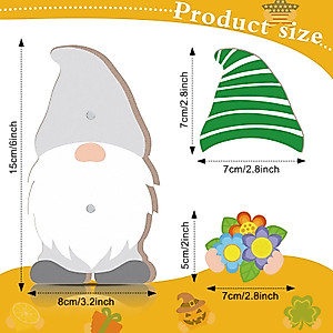 30 Pieces Holiday Interchangeable Easter Wooden Gnome Decor DIY Saint Patrick Seasonal Tiered Tray Decoration with Magnet Swappable Detachable Hats Changeable Welcome Sign for Home