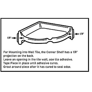 Tenedos White Glazed Ceramic Bathroom Accessory (Corner Shower) - Shampoo and Big Soap Holder- Not Flat Surface Installation