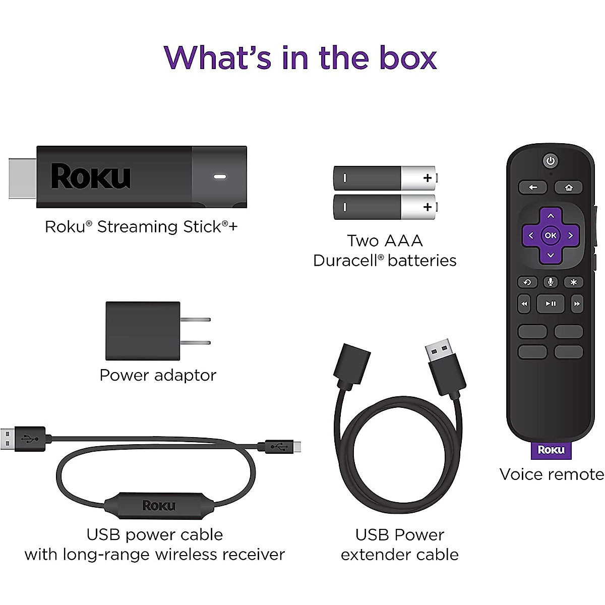 Roku Streaming Stick+ Streaming Device with Long-Range Wireless and Roku Voice Remote with TV Controls HD/4K/HDR & Bundle Swanky Cables HDMI Cable (Roku Streaming Stick), 3810-R