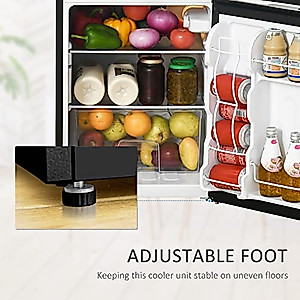 HOMCOM Double Door Mini Fridge with Freezer, 3.2 Cu.Ft Compact Refrigerator with Adjustable Shelf, Adjustable Thermostat and Reversible Door for Bedroom, Dorm, Home Office, Black