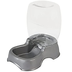 Petmate Pet Café Indoor & Outdoor Automatic Water Station Dispenser Bowl for Dogs, Cats, Rabbits, & Small Animals, Pearl Silver, 0.75 Gallon (Small)