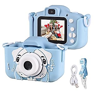 Wennzy Mini Cartoon Kids Digital Camera 1080P Digital Video Camera for Kids Dual Lens 2.0 Inch IPS Screen Built-in Battery Cute Photo Frames Featured Birthday for Boys Girls