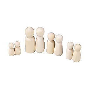 56 PCS Unfinished Natural Wooden Peg Dolls,Little Wooden peg People for Painted or Craft