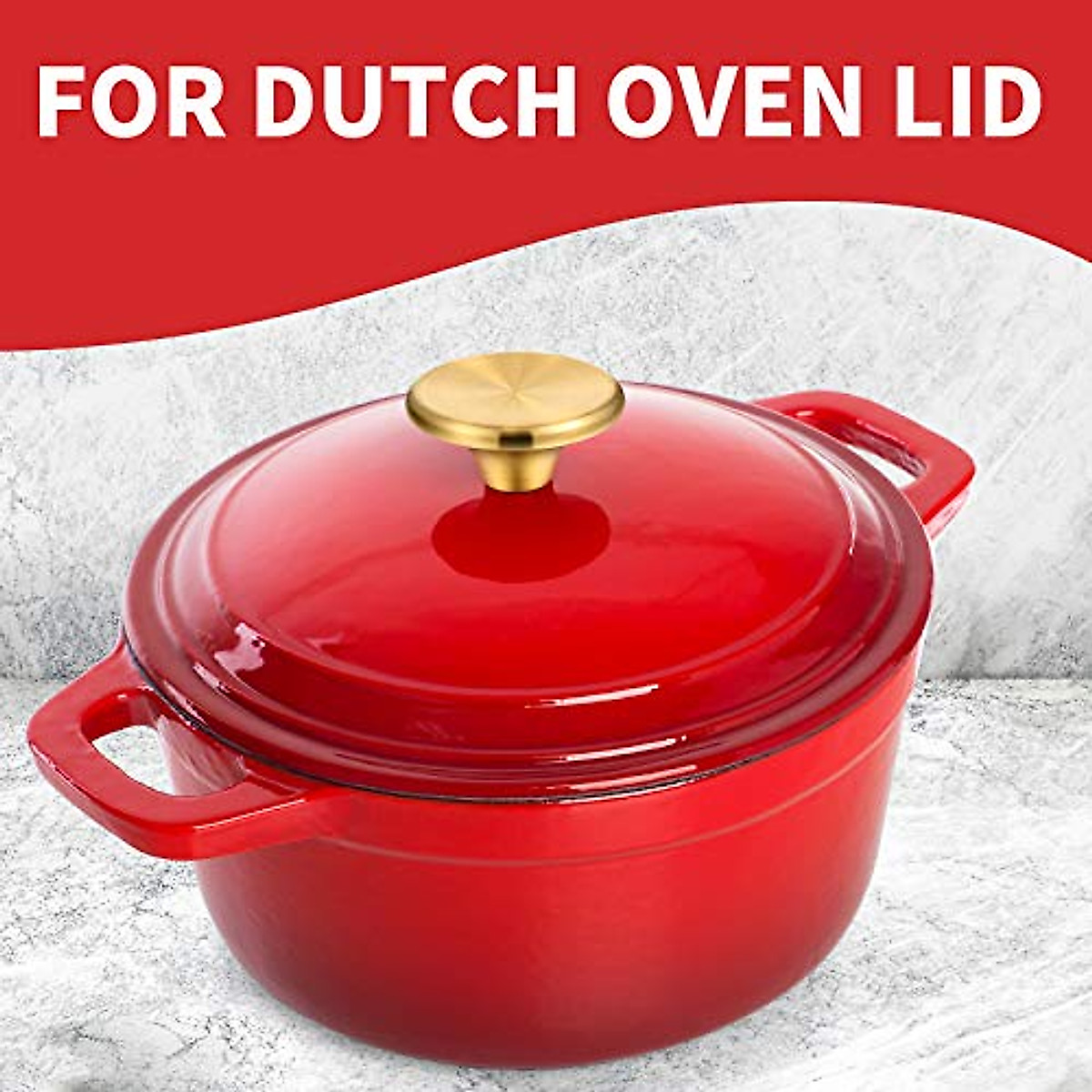 4 Sets Dutch Oven Knob Stainless Steel Replacement Knob Pot Lid Handle Compatible with Le Creuset, Aldi, Lodge and other Enameled Cast-Iron Dutch Oven (Gold)