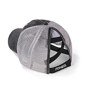 Distressed Criss Cross Ponytail Hat for Womens High Mesh Baseball Cap Distressed Messy Bun Trucker Hat Pony Hat Hot Mess Just Doing My Best