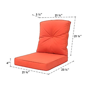 Harlie & Stone Outdoor Seat Cushion, Patio Chair Cushions, Outdoor seat Cushions Set of 2, Replacement Cushions for Outdoor Furniture, Outdoor Chair Cushion, 22 x 22 Outdoor Cushions - Orange