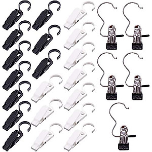 Keadic 25 Pieces Super Strong Plastic Home Travel Swivel Hanging Laundry Hooks Clip, Stainless Steel Clothespin Laundry Hooks Boot Clips for Socks, Hats, Baby Shoes/Clothes, Towels, Underwear