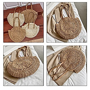 INS female literature and art small large capacity handmade beach weave retro shoulder straw bag(2)