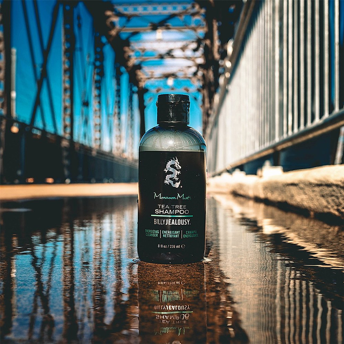 Billy Jealousy Monsoon Mist Tea Tree Energizing Men's Shampoo with Peppermint & Rosemary, Removes Oil Build-up and Soothes Scalp Itch & Irritation, 8 Oz.