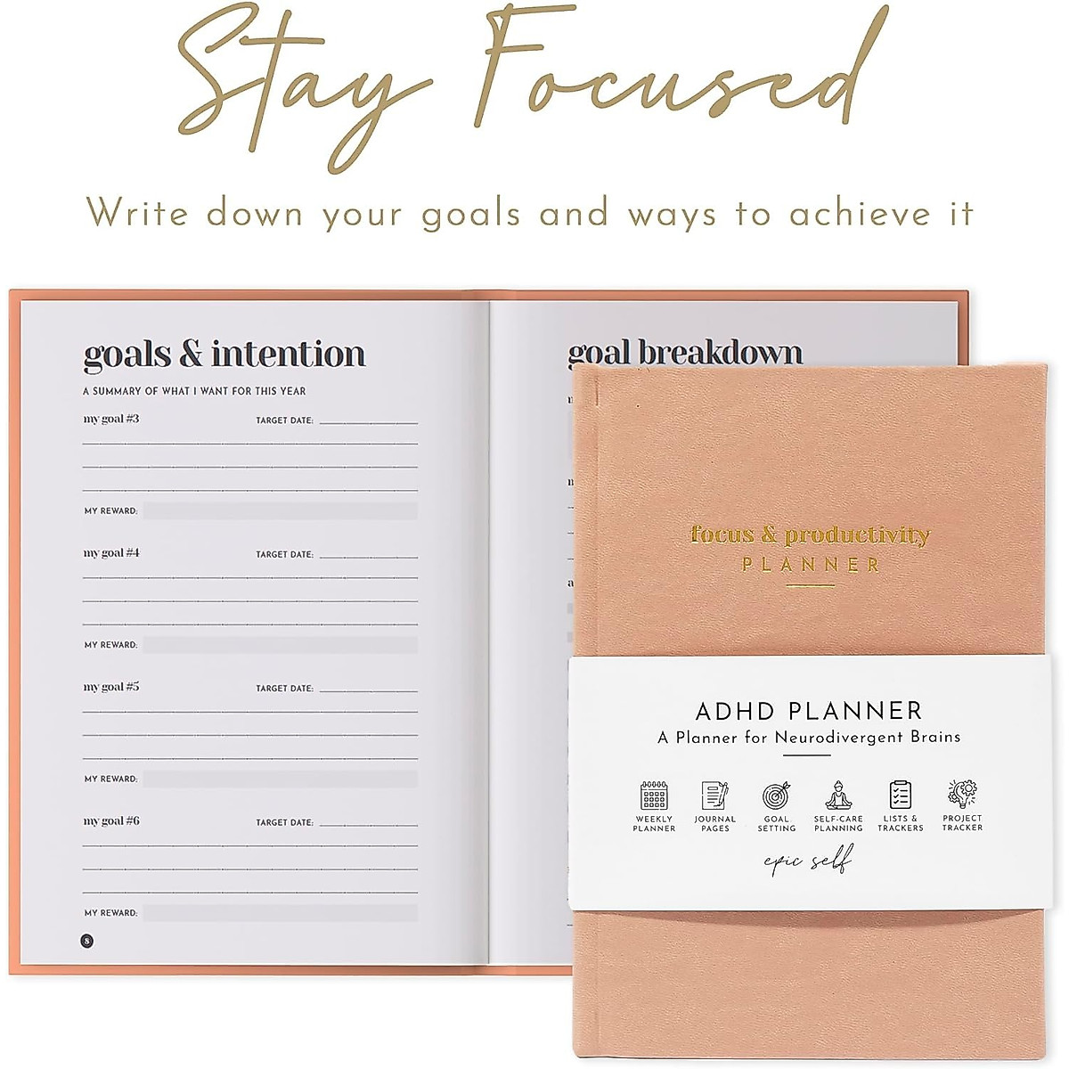 ADHD Planner for Adults: Focus and Productivity Planner - A planner for Neurodivergent Brains - Organization, Goal-Setting, and Time Management - Gift for Men and Women with ADHD