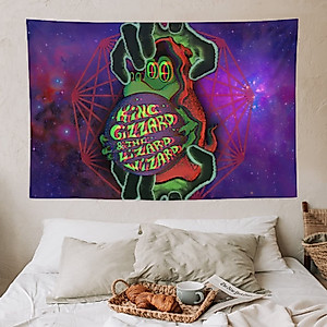 YWVWY King Gizzard And The Lizard Wizard Poster Vinyl Polyester Tapestry Wall Art Print Gift Picture Painting Tapestries Artwork Bedroom Home Decor 40"x60"