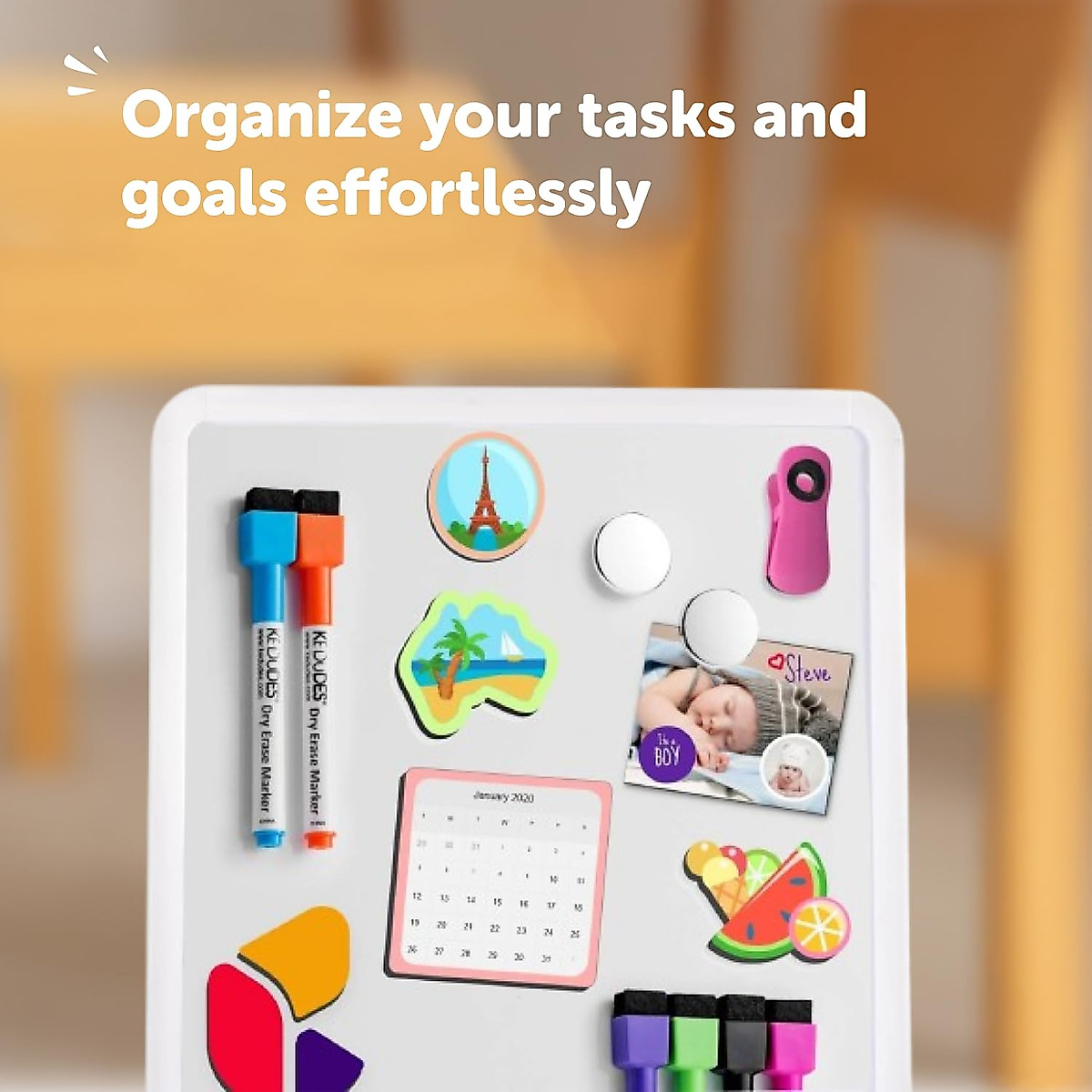 Magnetic Small White Board Dry Erase 11’’x14’’ - Mini Dry Erase Board with 6 Markers, Personal Whiteboards for Refrigerator Wall, Fridge White Boards, Handheld Whiteboard for Little Kids & Students