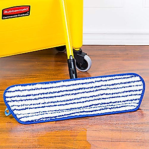 Rubbermaid Commercial Products Pulse Mop Frame Finish Pad, 18-Inch, Blue, Reusable Head for Floor Cleaning in Home/Bathroom/Office/School/Lobby