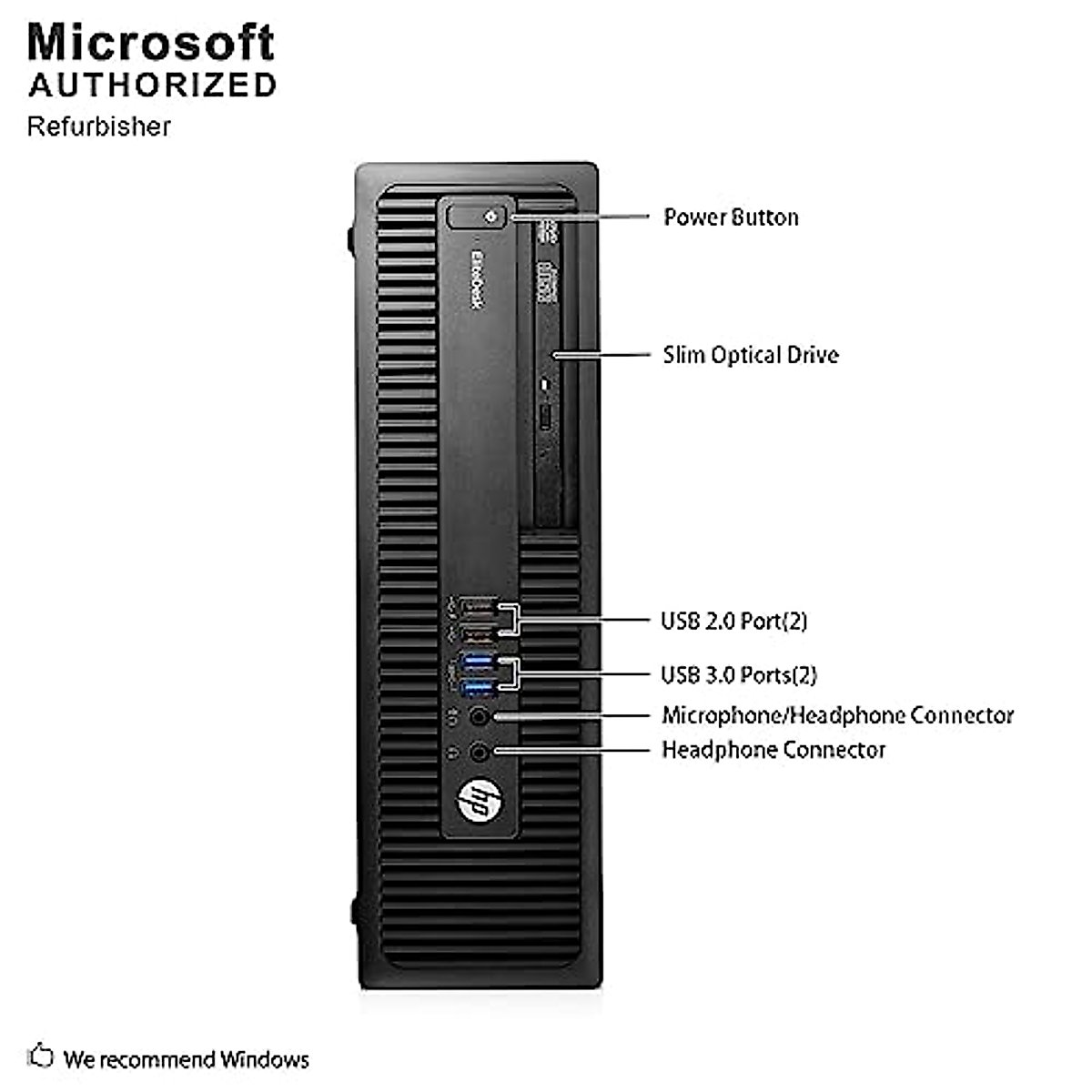 HP EliteDesk 800 G2 SFF Desktop Computer PC, Intel Core i5 6500 3.4Ghz, 32GB DDR4 RAM, 512GB SSD, Keyboard and Mouse, WiFi, Bluetooth Windows 10 (Renewed), Black