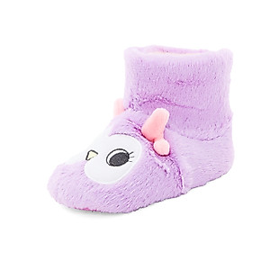Simple Joys by Carter's Unisex Babies and Toddlers Fuzzy Slipper, Lilac, Owl, X-Large Little Kid