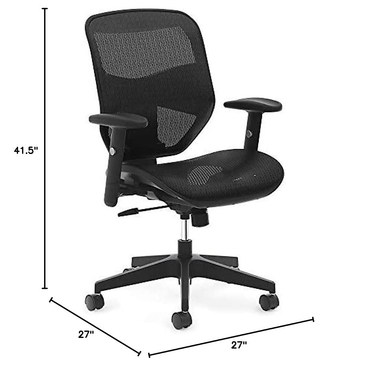HON Prominent High Task Mesh Back and Seat Office Chair for Computer Desk, Black (HVL534), Swivel-Tilt