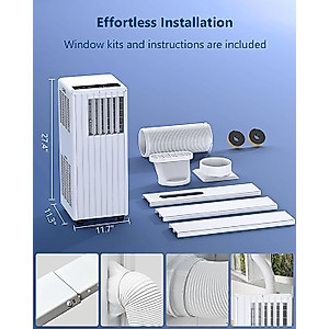 8000 BTU Portable Air Conditioner, AC Unit for Room Bedroom, Cooling up to 350 Sq.Ft. 24-Hour Timer, Sleep Mode, Remote Control Remote Control-White