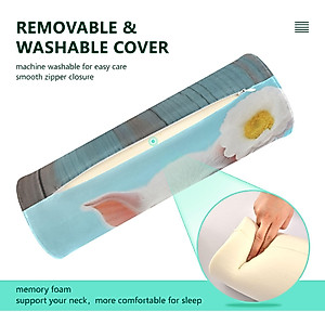 Cute Baby Pig Neck Roll Pillow for Neck Relief with Removable Washable Cover - Memory Foam Round Cylinder Bolster, Ergonomically Designed for Head, Neck, Back, and Legs