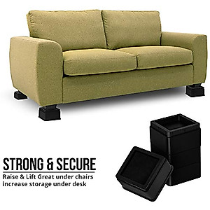 Utopia Bedding Bed Risers 2 Inch - Pack of 8 - Furniture Risers with Anti Slip Foam & Rubber Pad - Stackable Bed Lifts Risers Heavy Duty for Sofa, Bed, Table, Couch & Chair (Black)