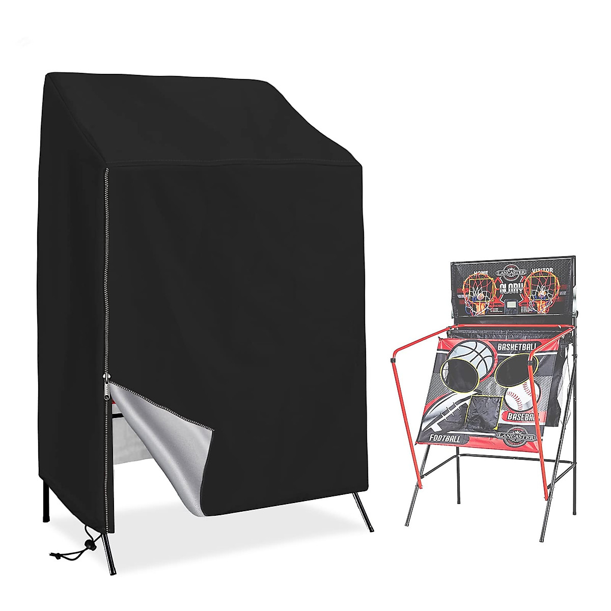 Foldable Basketball Arcade Game Cover, Waterproof and Dustproof Arcade Basketball Game Cover-With Zipper Drawstring-Suitable for Home Foldable Dual Shot Electronic Basketball Arcade Game