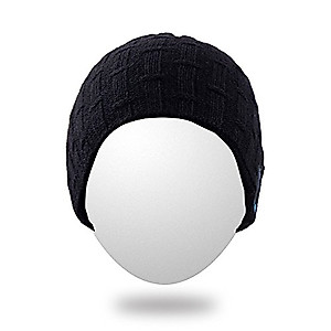 Rotibox Washable Winter Men Women Hat Bluetooth Beanie Running Cap w/Wireless Stereo Headphones Mic Hands Free Rechargeable Battery for Cell Phones,iPhone, iPad, Android,Laptops,Tablets,Gifts - Black