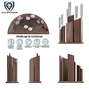 Dalstrong Magnetic Knife Block - Holds 12 Piece - 'Dragon Spire' - Premium Double-Sided Walnut Block Holder and Stand - Display Stand - Professional Kitchen Set