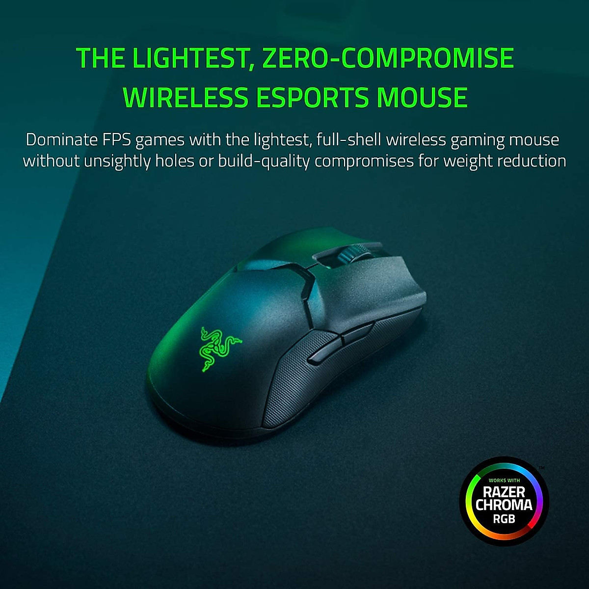 Razer Viper Ultimate with Charging Dock - Ambidextrous Esports Gaming Mouse Powered by HyperSpeed Wireless Technology (Focus+ 20K Optical Sensor, 74g Lightweight, RGB Chroma) Black