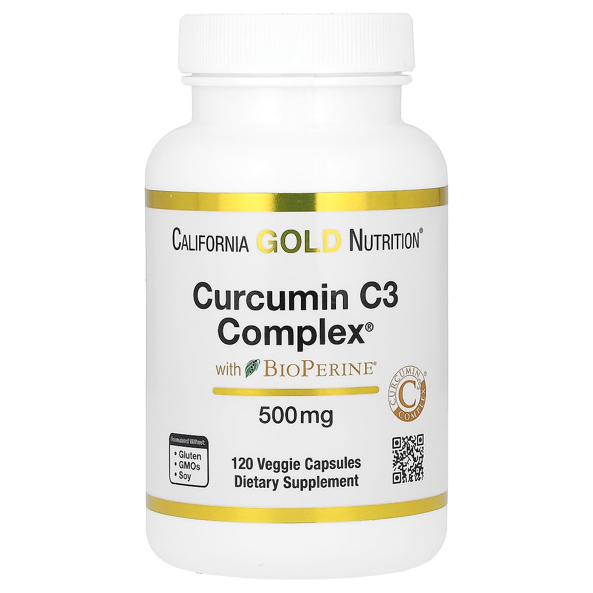 Curcumin C3 Complex from Turmeric Root with Bioperine Black Pepper Extract for High Absorption, 95% Curcuminoids, 500 mg, 120 Veggie Capsules, 3rd Party Test
