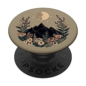 Boho Chic Floral Moon Mountain PopSockets Swappable PopGrip