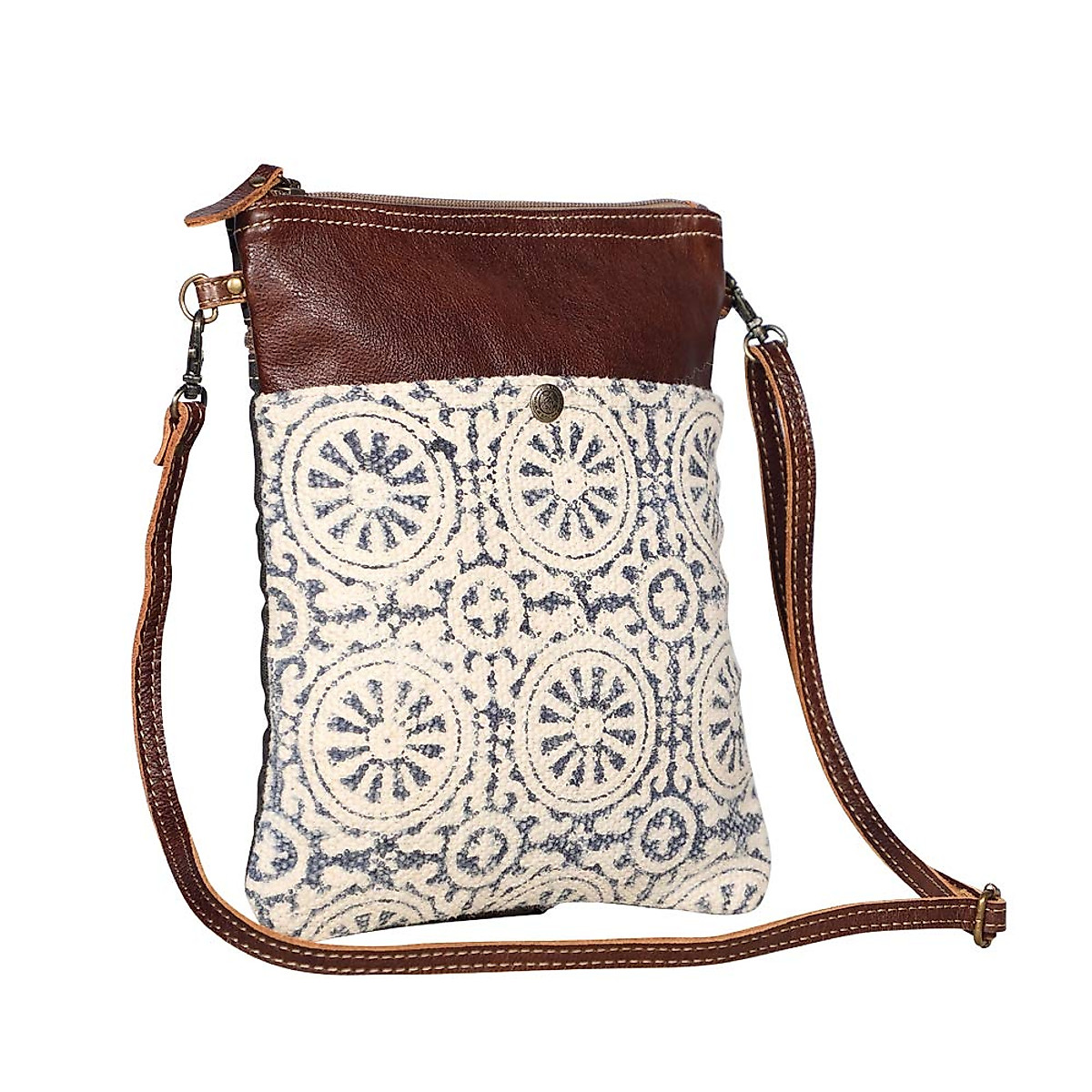 Myra Bags Ruggy Canvas, leather & Rug Crossbody Bag S-1986