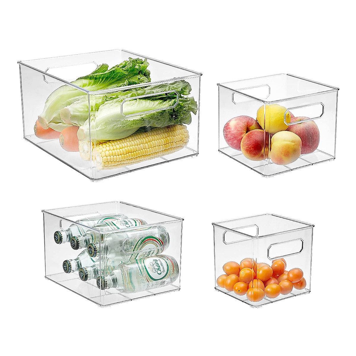 elabo Food Storage Containers Fridge Produce Saver- Stackable Food Storage Organizer Bins for Veggie, Berry and Fruits, Multi-Function Containers, Clear Plastic BPA Free
