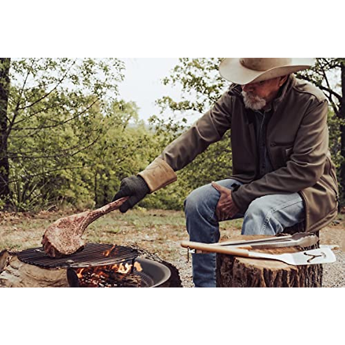 Y Yellowstone BBQ Tool Set - 2 pc Grill Set Includes Spatula and Tongs | Ideal BBQ Grill Accessories | Authentic Yellowstone Merchandise