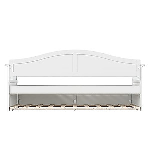 AFI, Acadia Twin Size Wood Daybed Frame with Twin Trundle, White