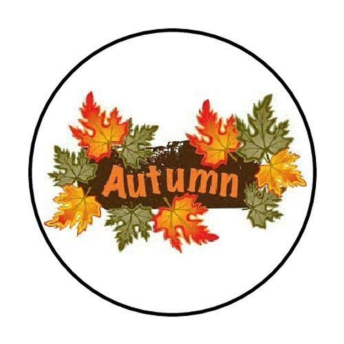 without brand Set of 48 Envelope Seals Labels Fall Autumn Leaves 1.2" Round