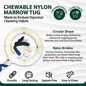 Sporn White Nylon Marrow Chew Dog Bone, Nylon Marrow Dog Bone Toy for Aggressive Chewers, Jerky Flavor Dog Chew Bone, Non-Toxic, Medium/Large