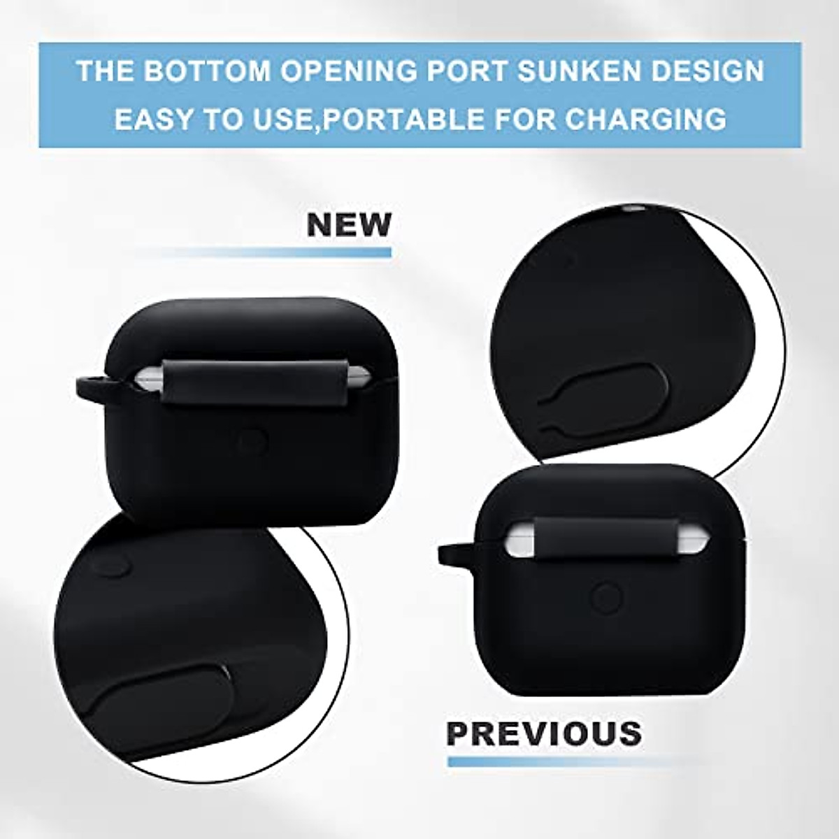 Camofit Case Cover Compatible with Airpods Pro Caser for Women Girls with Bracelet Keychain Accessories, Cute Silicone Case Compatible with AirPod Pro 2019 Earbuds Wireless Charging Case (Black)