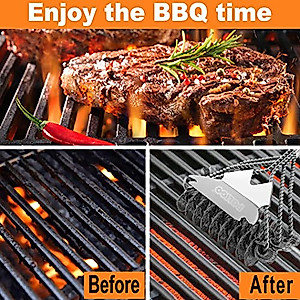 POLIGO 18" Grill Cleaner Brush Safe Grill Brush and Scraper Bristle Free - Stainless Steel BBQ Brush for Grill Cleaning - Wireless Grill Brush with BBQ Scraper for Grill - Gifts for Grill Wizard