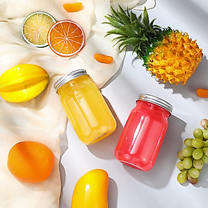 Gerrii 24 Pieces 16 oz Clear Plastic Mason Jars with Lids Refillable Mason Cocktail Cup Empty Canning Overnight Oats Container Plastic Candy Storage Jars Containers for Honey Spices Herbs