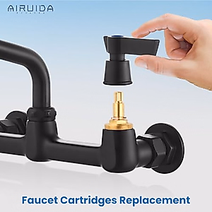 Airuida 52MM Anticlockwise Rotation Cartridge Replacement for Kitchen Faucet Valve 20 Teeth Brass Ceramic Disc Ceramic Stem for Exposed Shower System and Faucet Bathroom Water Control Tap Cartridge