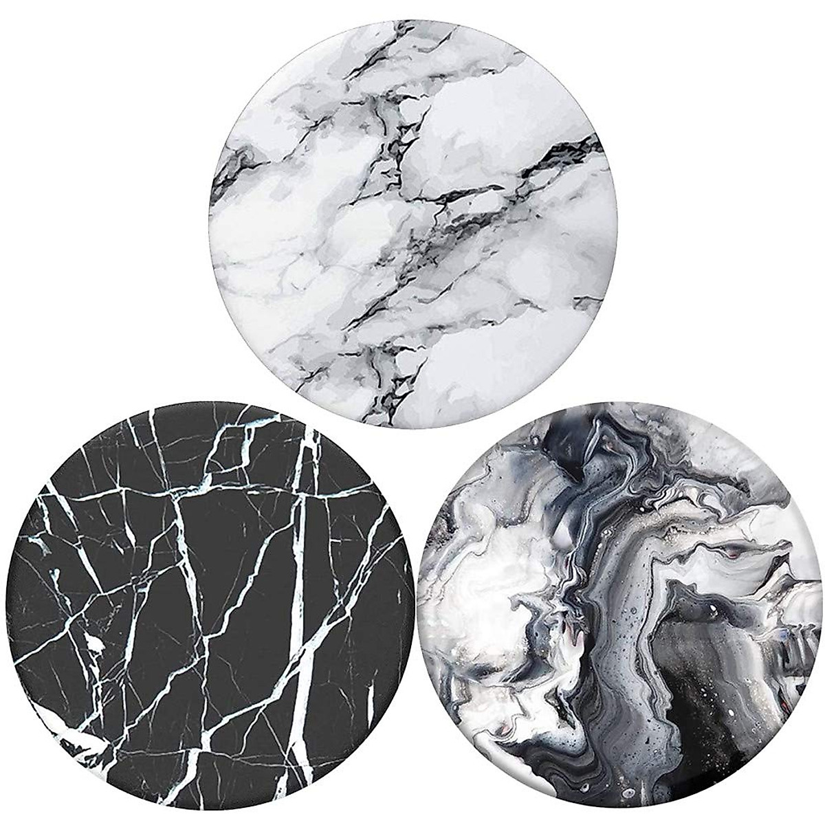 Foldable Cell Phone Stand and Tablet Holder (3 Pack) - Marble Black White