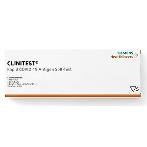 CLINITEST Rapid COVID-19 Antigen Self-Test, 1 Pack, 5 Tests Total, Test results in 15 minutes, FDA EUA Authorized OTC at-Home Self Test Kit