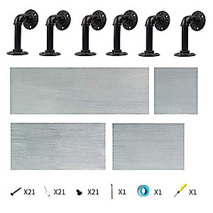 MANTE BLONG QTSARTISAN 24-Inch Industrial Pipe Floating Shelves Wall Mounted, Rustic Wood Wall Shelves Set of 4 for Bedroom, Bathroom, Living Room, Kitchen,Office and More (4 Shelves, White)